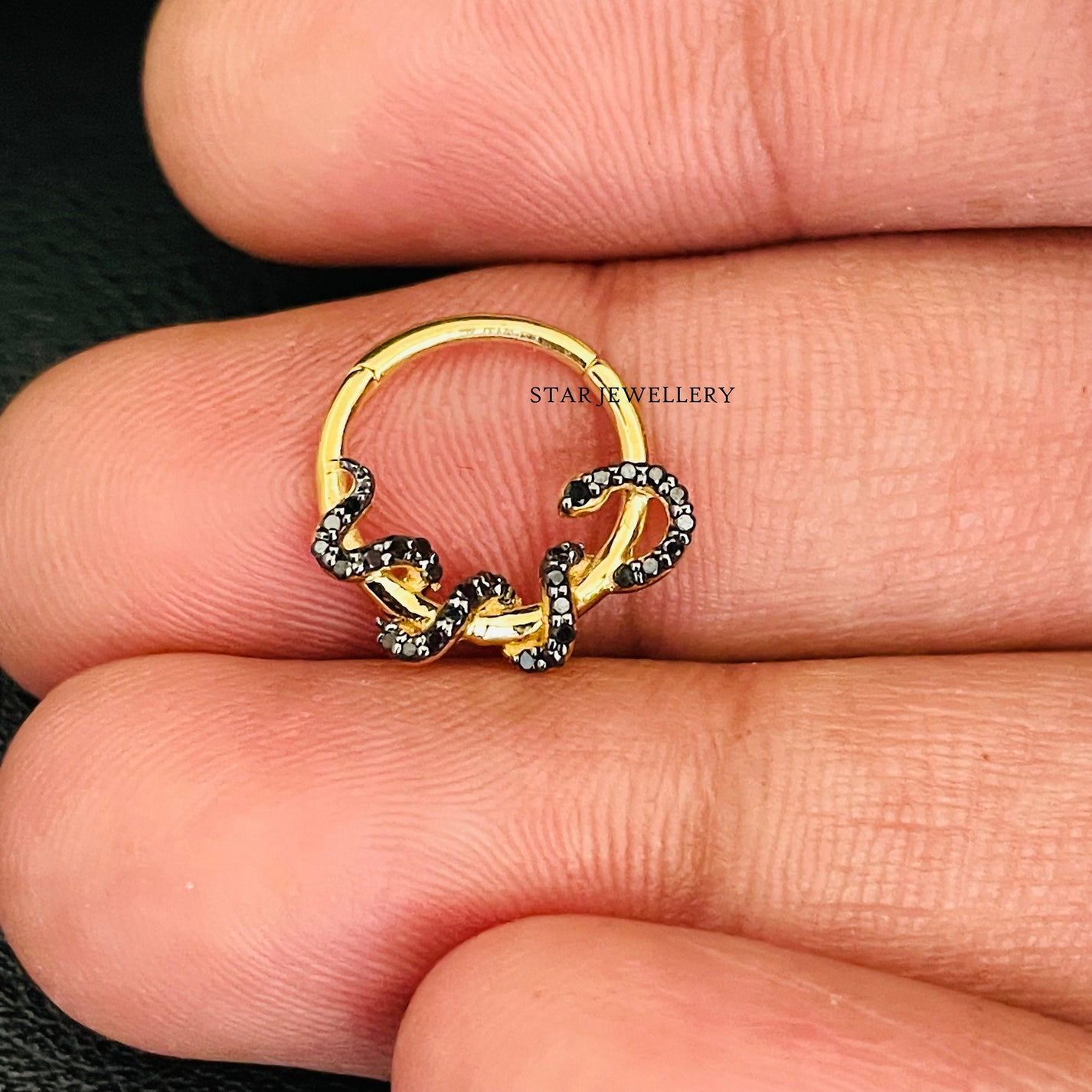 Natural Black Diamond Snake Septum Piercing – STAR JEWELRY